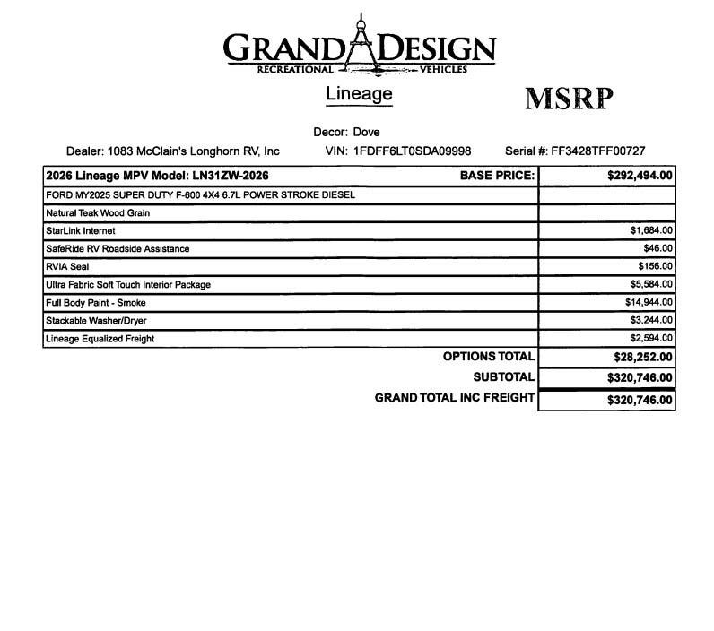 2026 Grand Design Lineage 31ZW #15035 - For Sale in Rockwall, TX