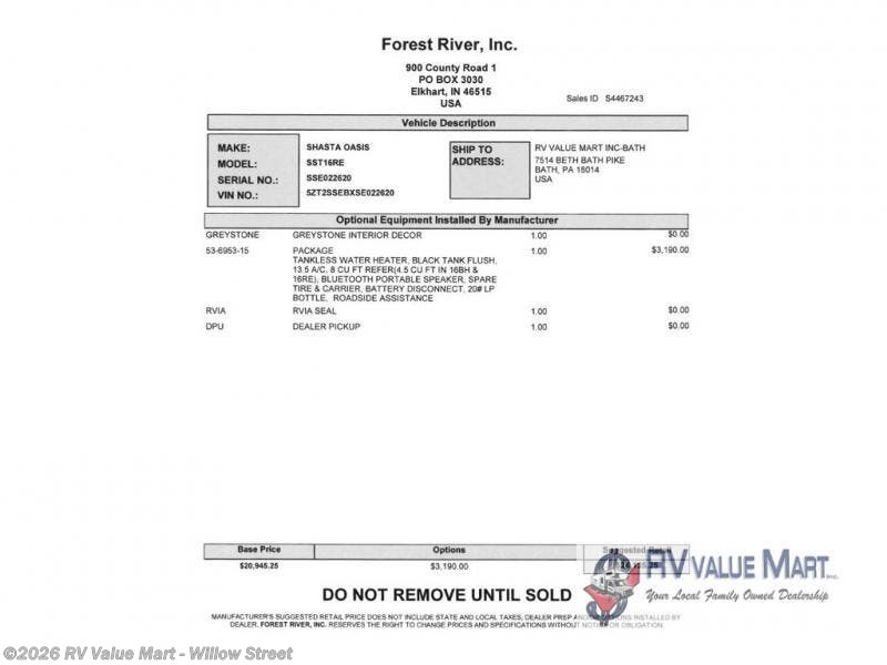 2025 Shasta Compact 16RE RV for Sale in Willow Street, PA 17584 ...