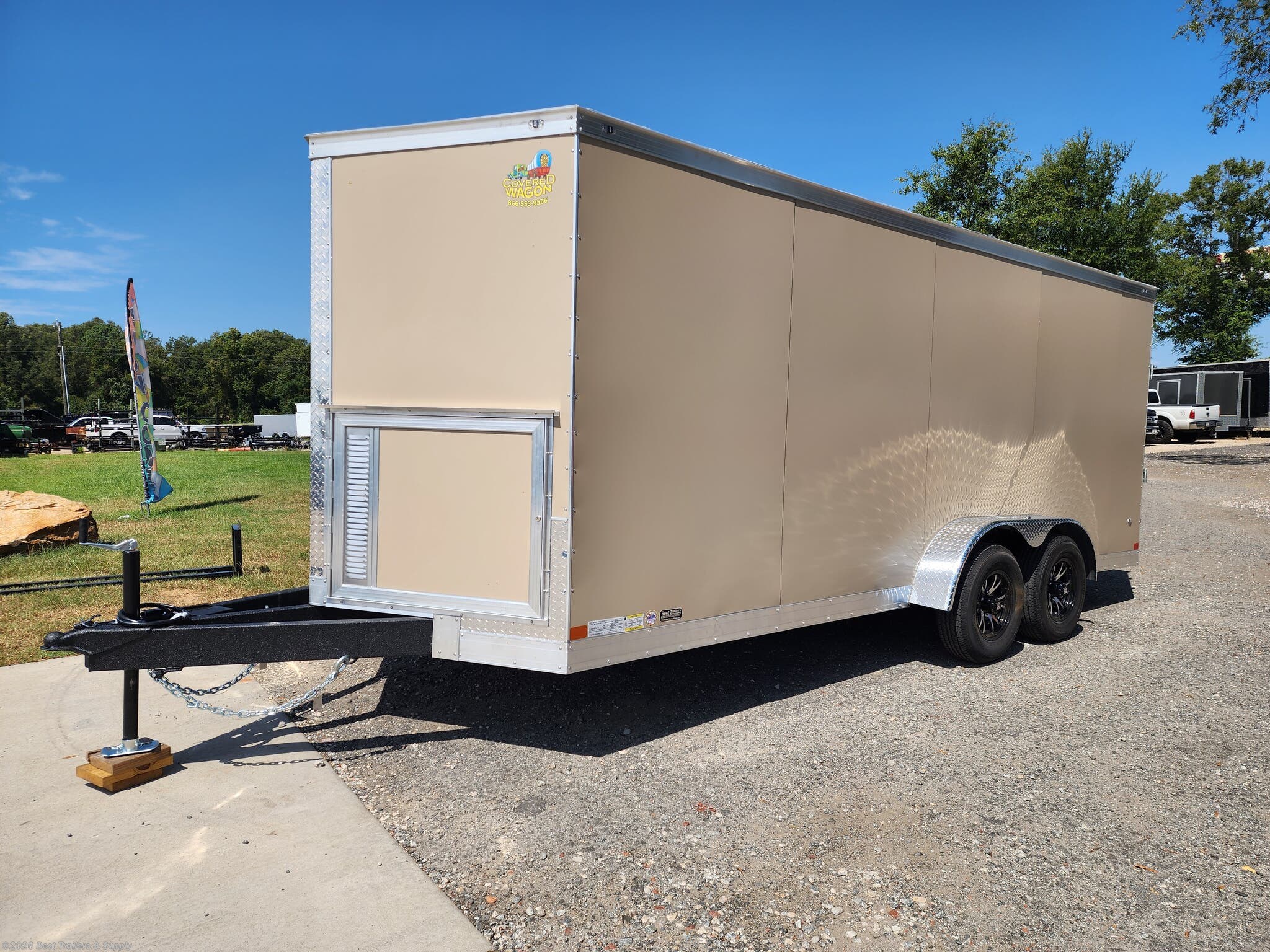 7x18 Cargo Trailer for sale | New Covered Wagon 7x18 TAV Tan enclosed ...
