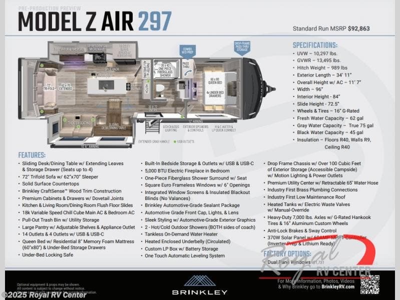 2025 Brinkley RV Model Z AIR 297 RV for Sale in Middlebury, IN 46540 | R297 | RVUSA.com Classifieds