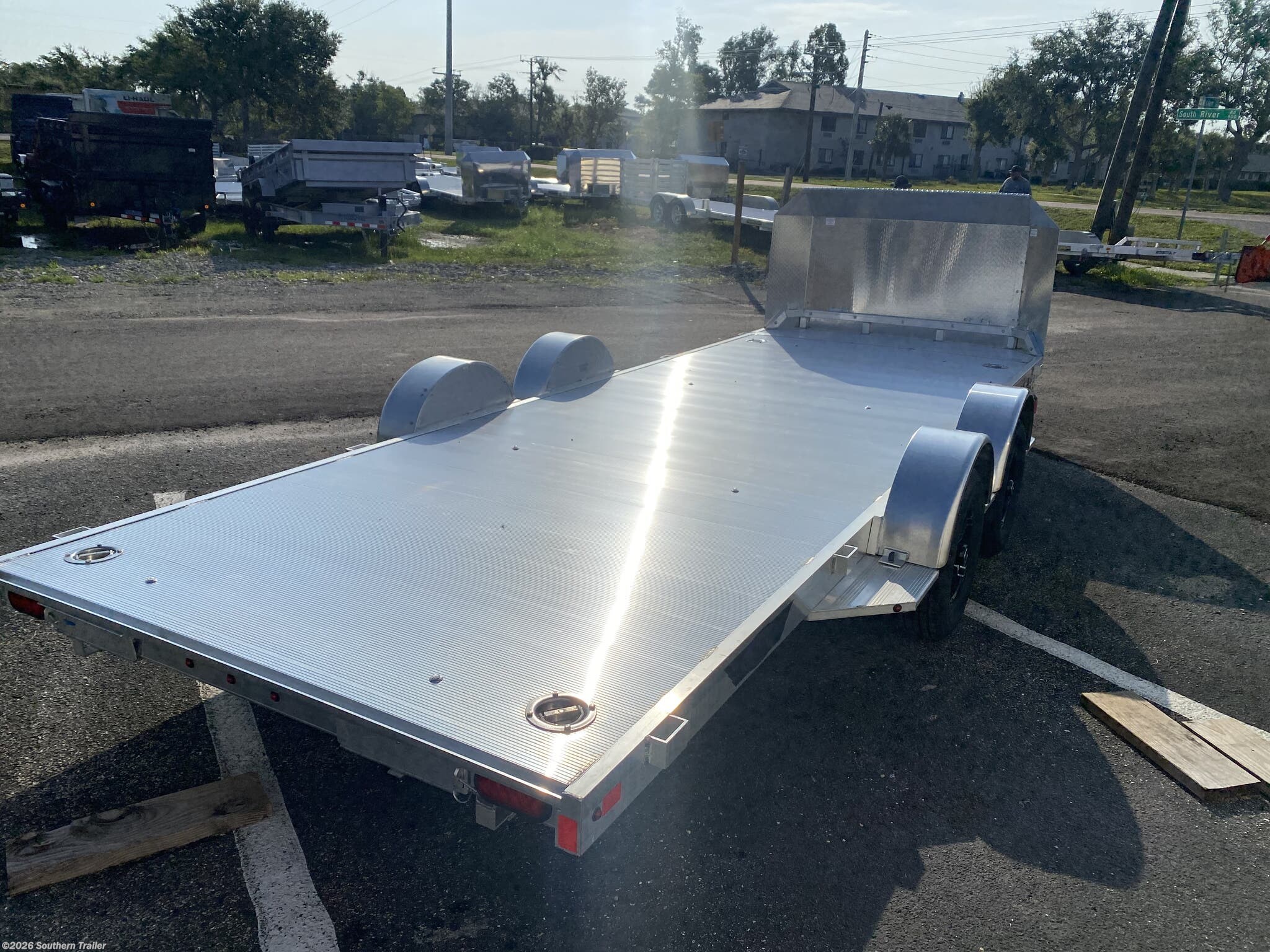 2024 Aluma 8220-LP Tilt Aluminum Car Trailer 7K GVWR