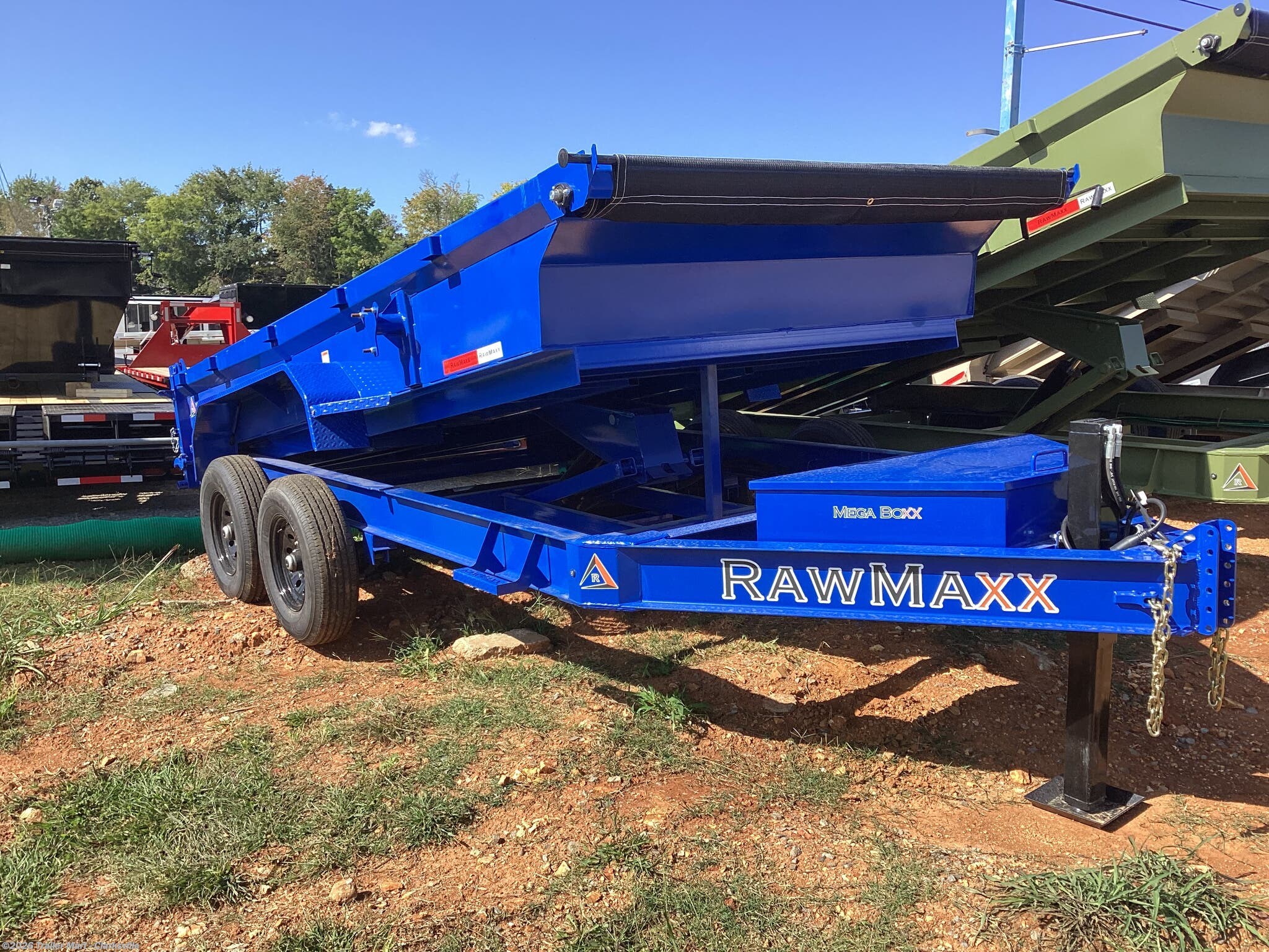 2024 RawMaxx Trailers 7x14 7Ton Dump Trailer jacks, tarp, spreader gate
