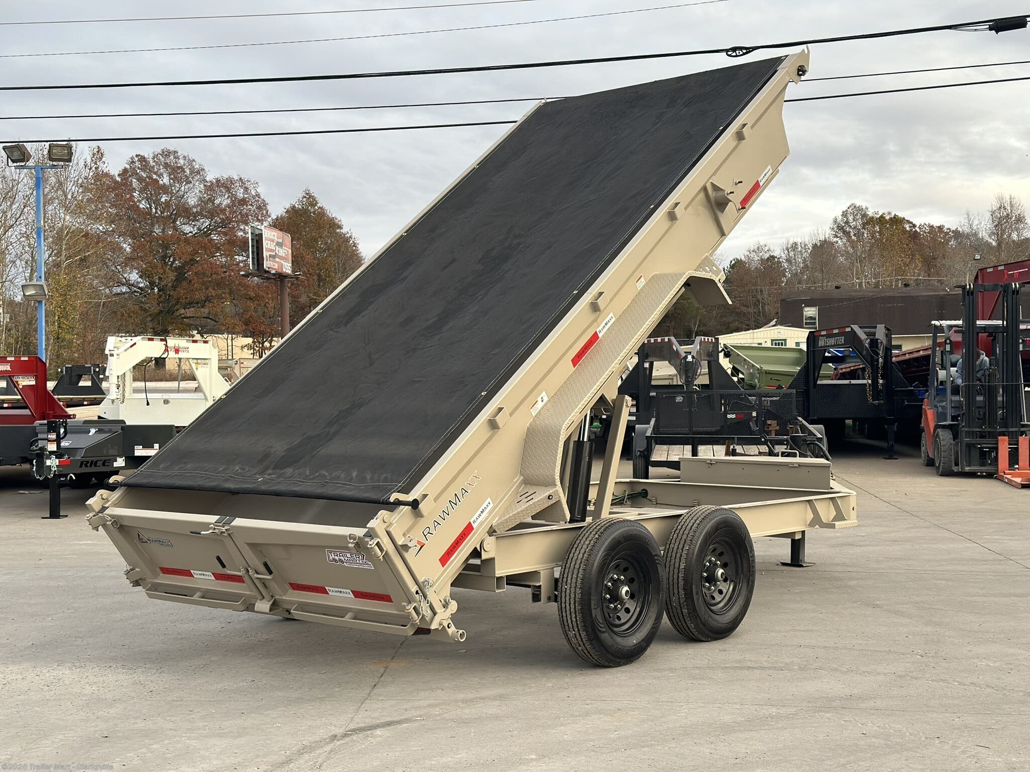 2024 RawMaxx 7x12 7Ton Dump Trailer tarp, spreader gate