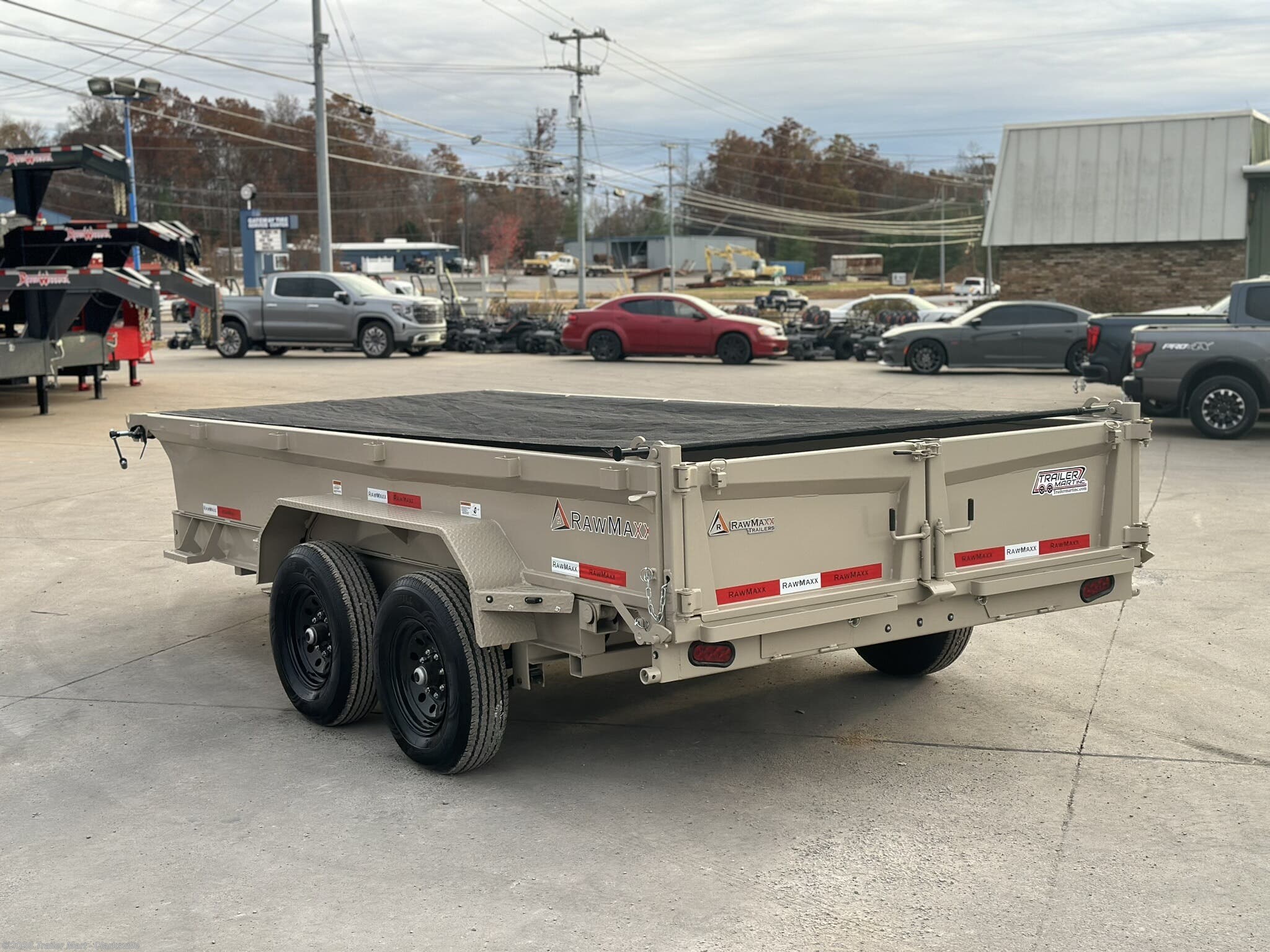 2024 RawMaxx 7x12 7Ton Dump Trailer tarp, spreader gate
